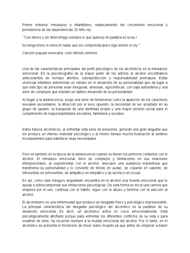 Primer síntoma de la borrachera seca | PDF | Alcoholismo | La ...