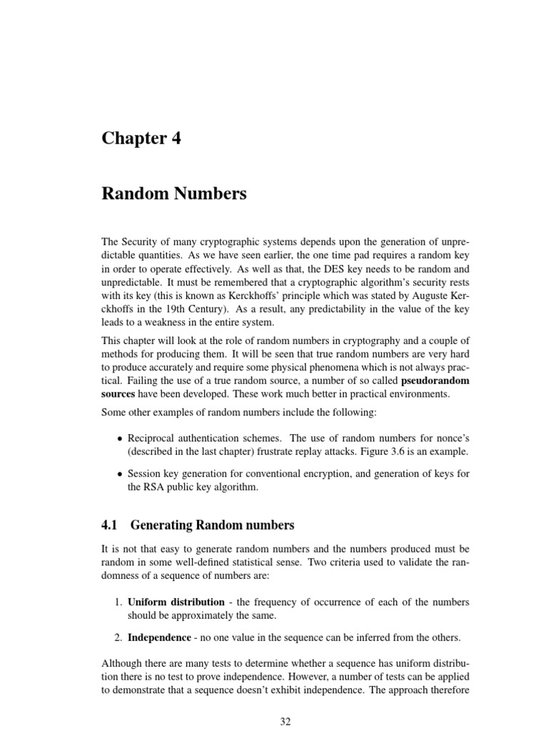 4.1 Generating Random Numbers: Sources Have Been Developed. These Work Much Better in Practical ...