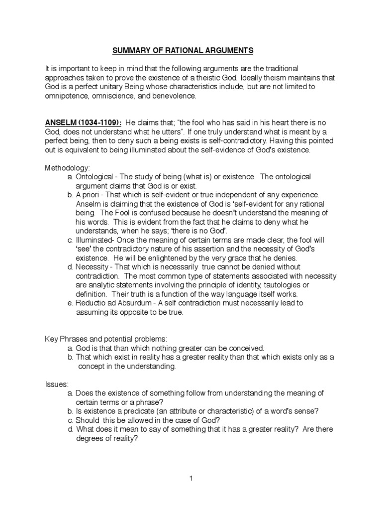 Summary of Rational Arguments | PDF | Argument | Reason