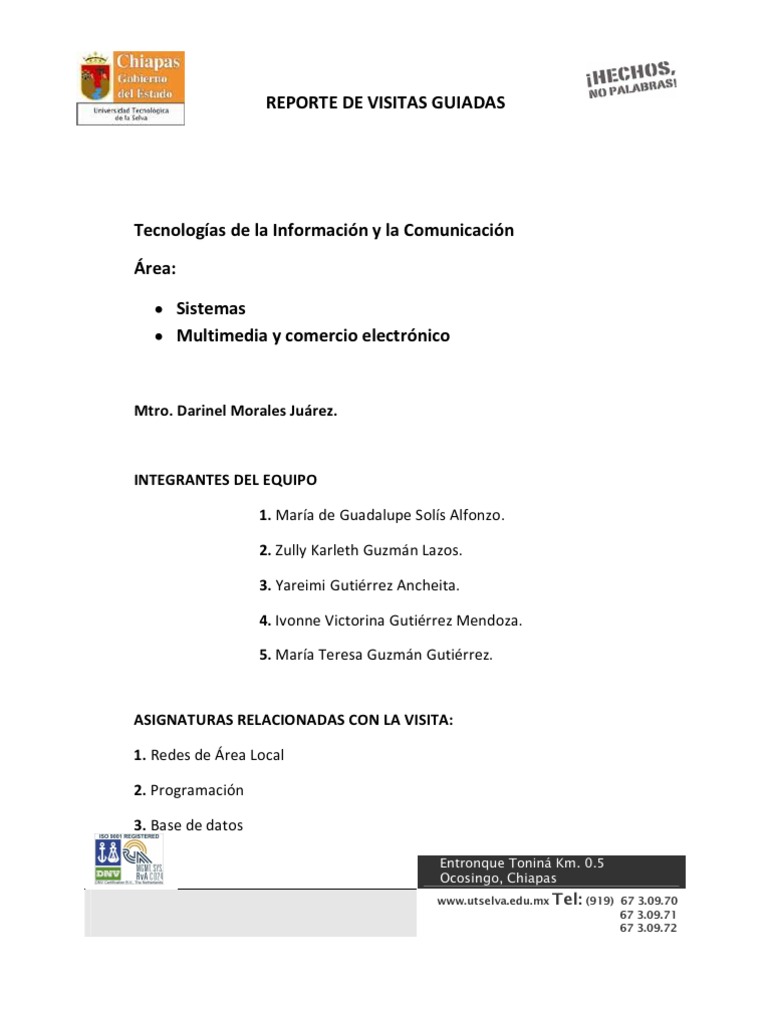 Formato de Reporte de Visita Guiada | Televisión por cable | Red de ...