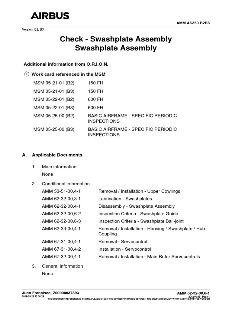 Check - Swashplate Assembly Swashplate Assembly: Additional Information From O.R.I.O.N. Work ...
