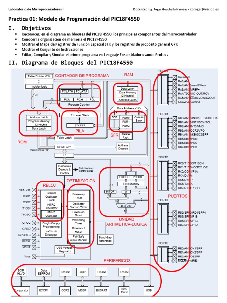 Programación y Diagrama PIC18F4550 | PDF | Almacenamiento de datos de ...