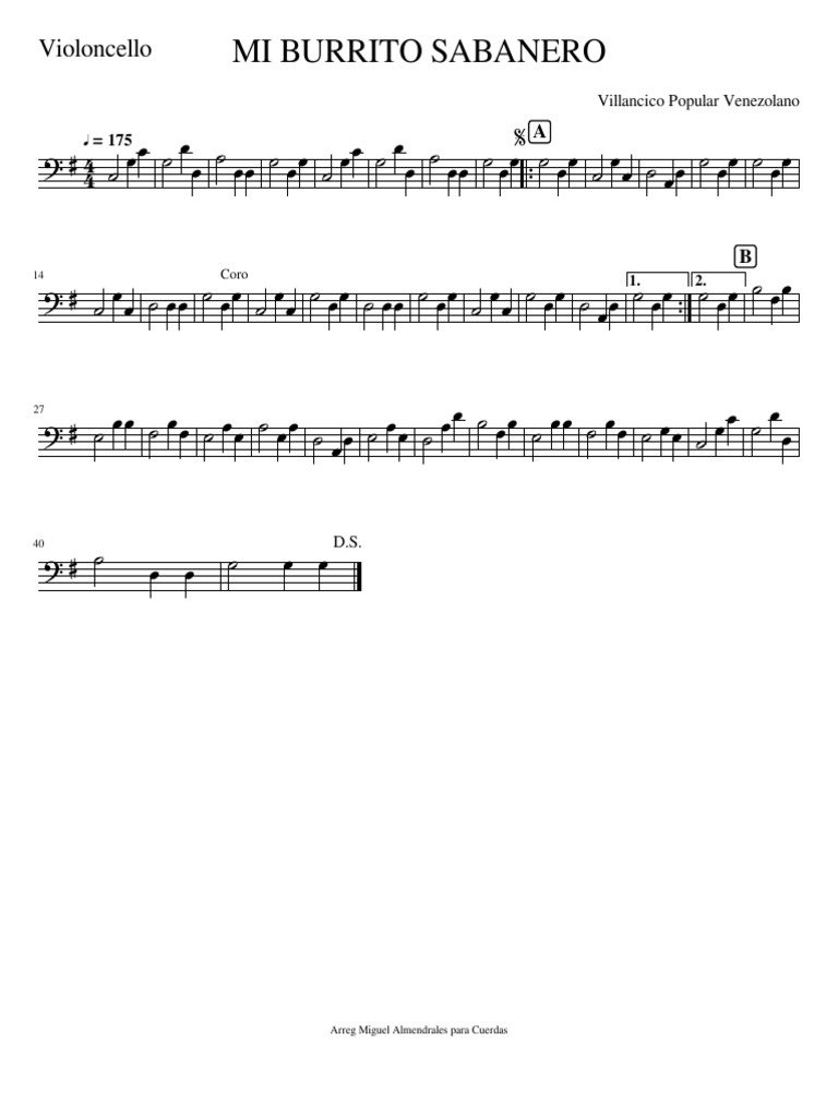 MI BURRITO SABANERO 2020-Violoncello | PDF