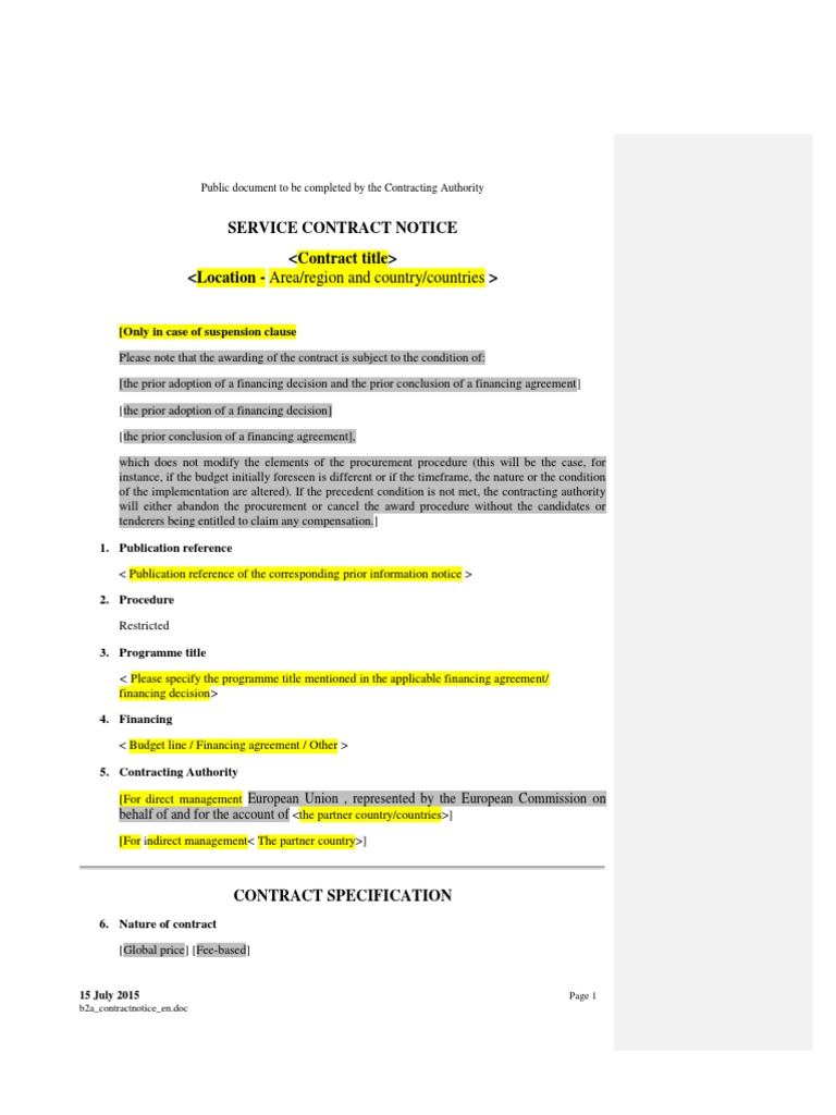 Service Contract Notice | PDF | European Union | Economies