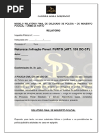 Modelo de Relatório Final de Inquérito Policial | PDF | Crime e ...