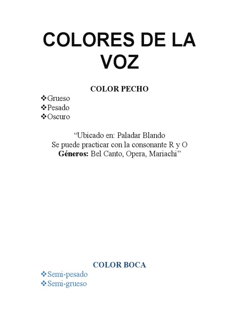Colores de la Voz y sus Características | PDF