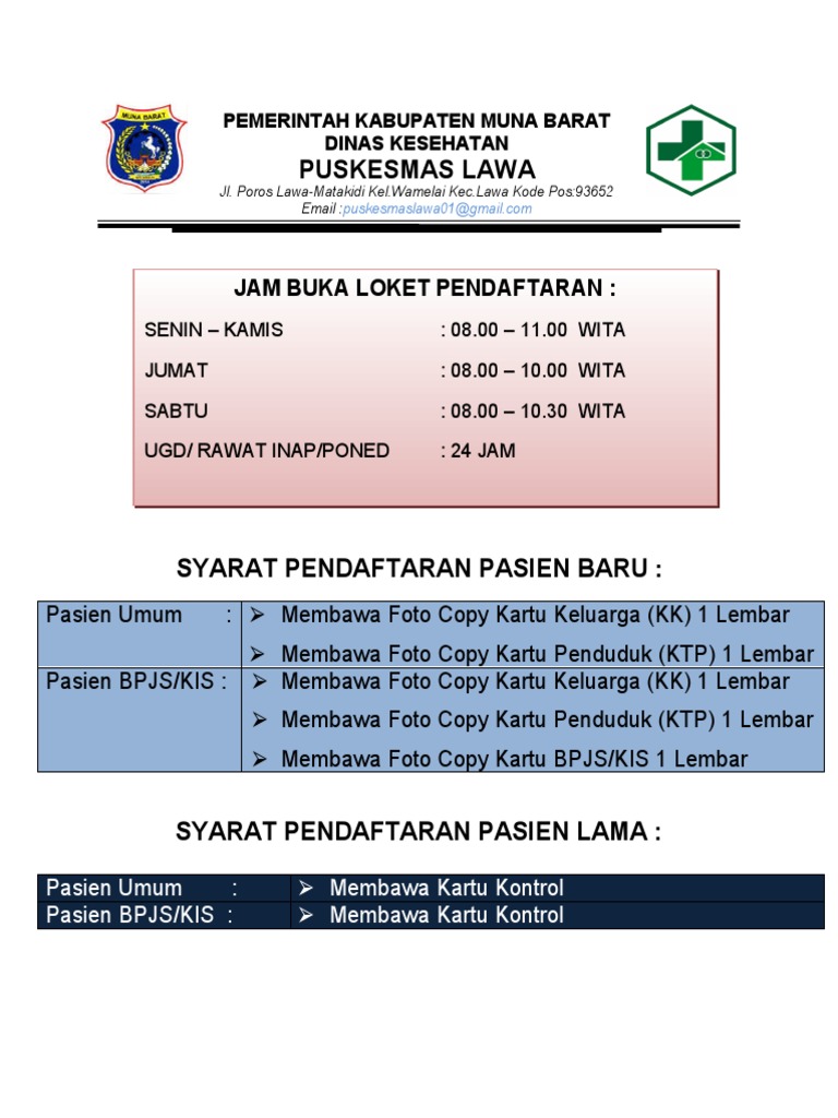 Jam Buka Loket Pendaftaran | PDF