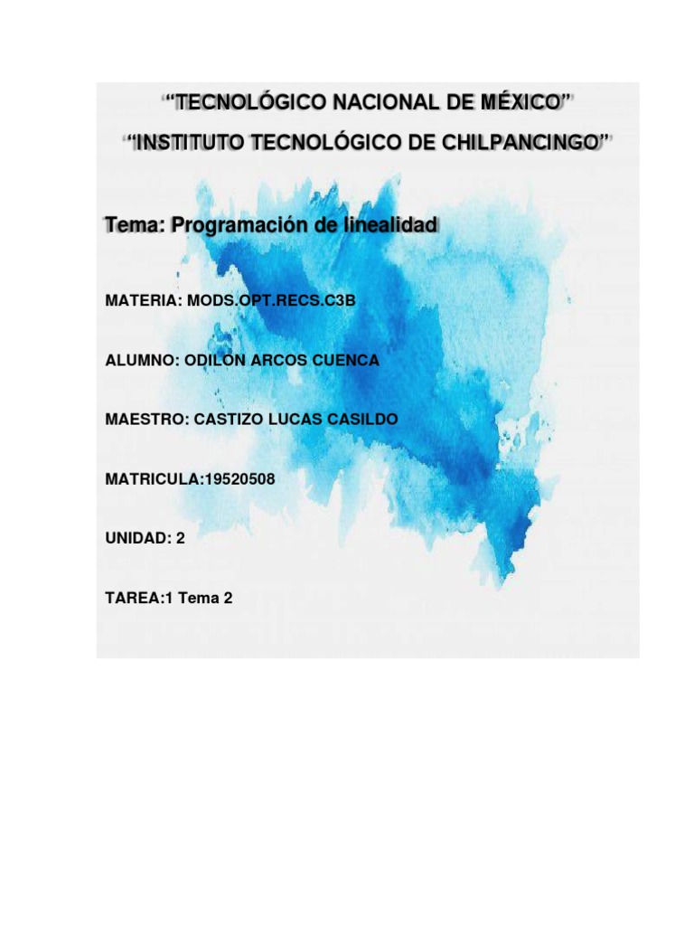 Modelo de Programación Lineal | PDF | Programación lineal ...