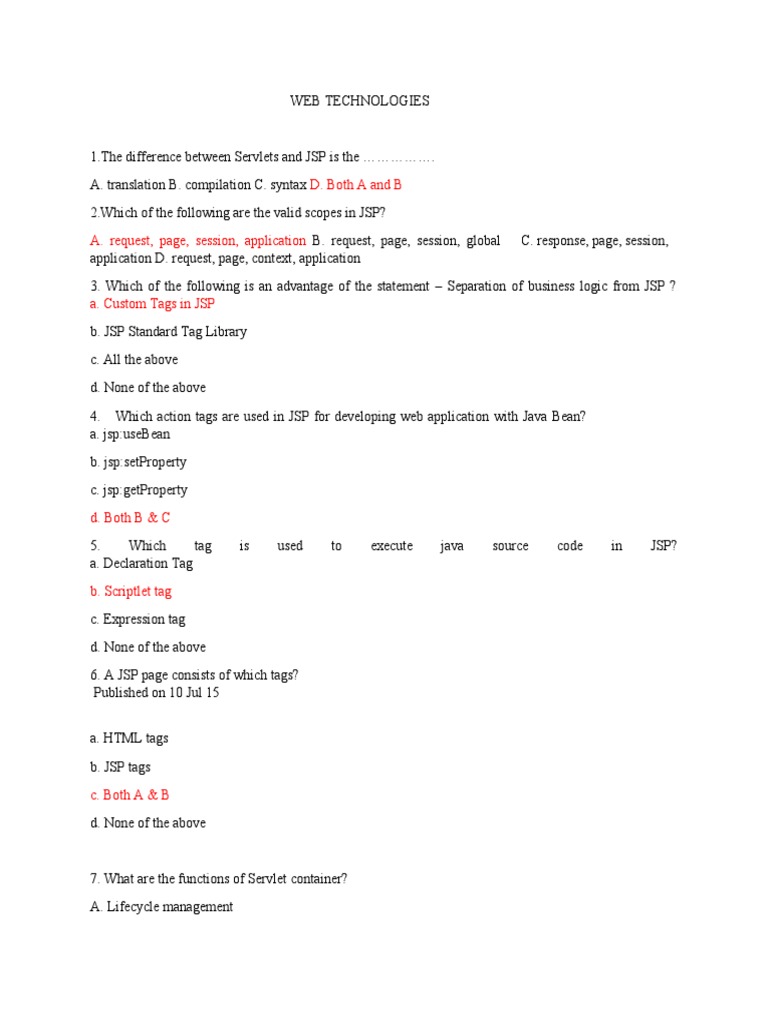 Web Technologies | PDF | Java Server Pages | Java Servlet