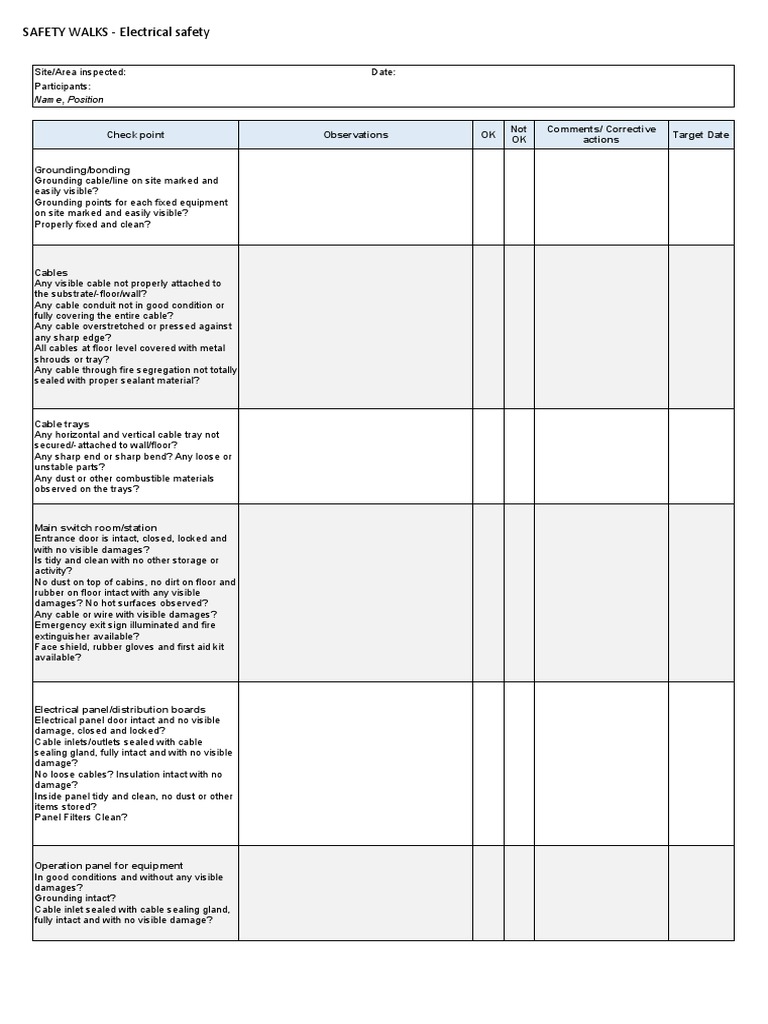 Electrical Safety Checklist | PDF | Electrical Connector | Ac Power ...