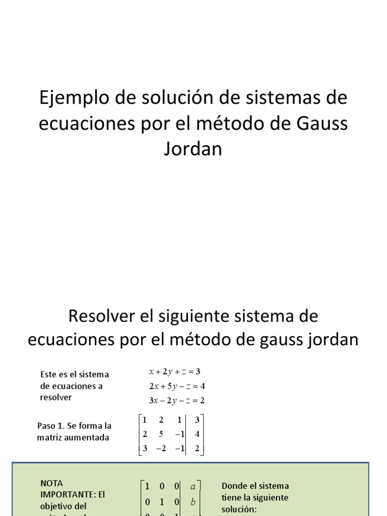 Solución de Ecuaciones: Método Gauss-Jordan | PDF | Matemáticas ...