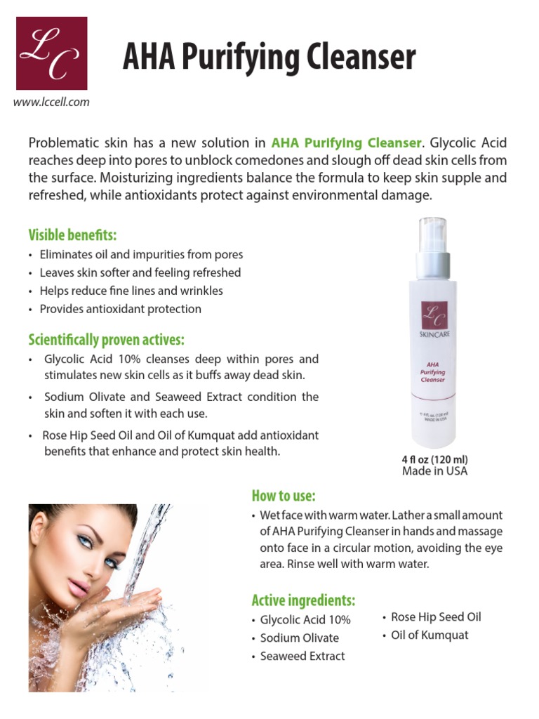 Aha Purifying Cleanser Brochure | PDF | Skin | Seed