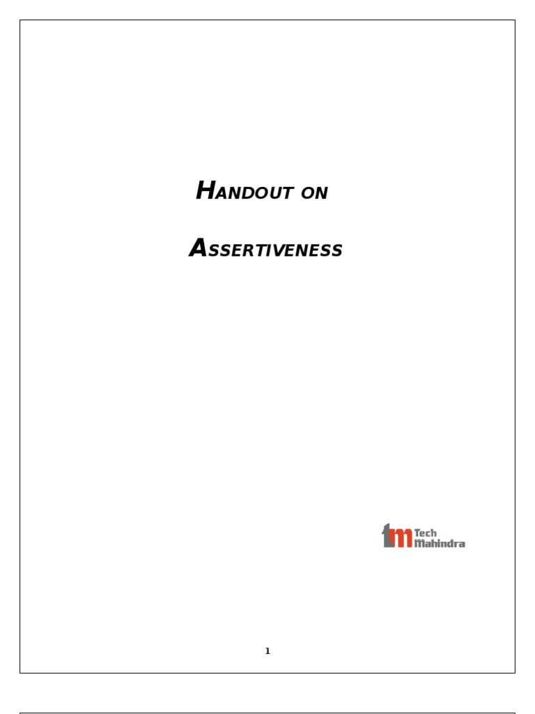 Assertiveness - Handout | PDF | Anger | Aggression