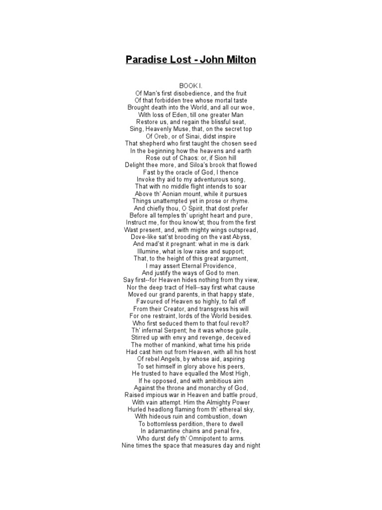 Paradise Lost - John Milton | PDF | Paradise Lost | Heaven