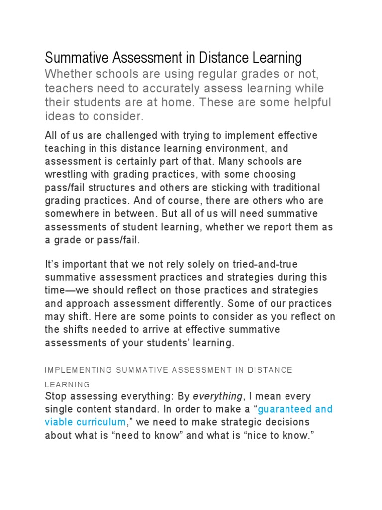 Effective Summative Assessment Strategies | PDF | Educational ...