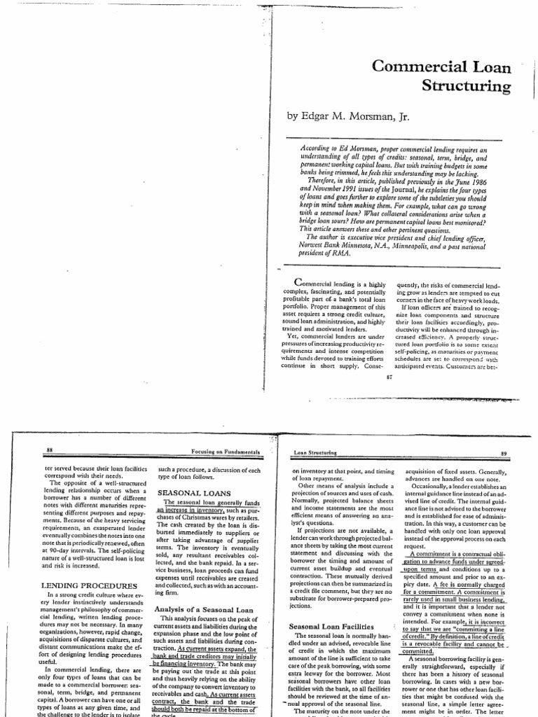 15) Edgar Morsman - Commercial Loan Structuring | PDF