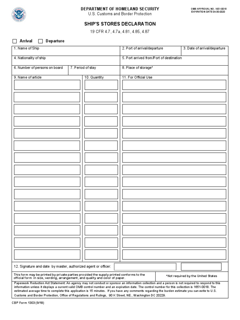 CBP Form 1303 | PDF