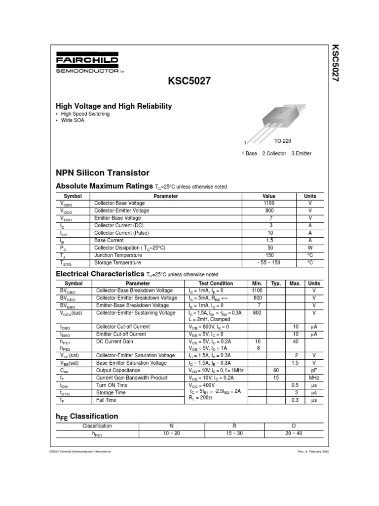 C 5027 | PDF | Bipolar Junction Transistor | Electronic Engineering