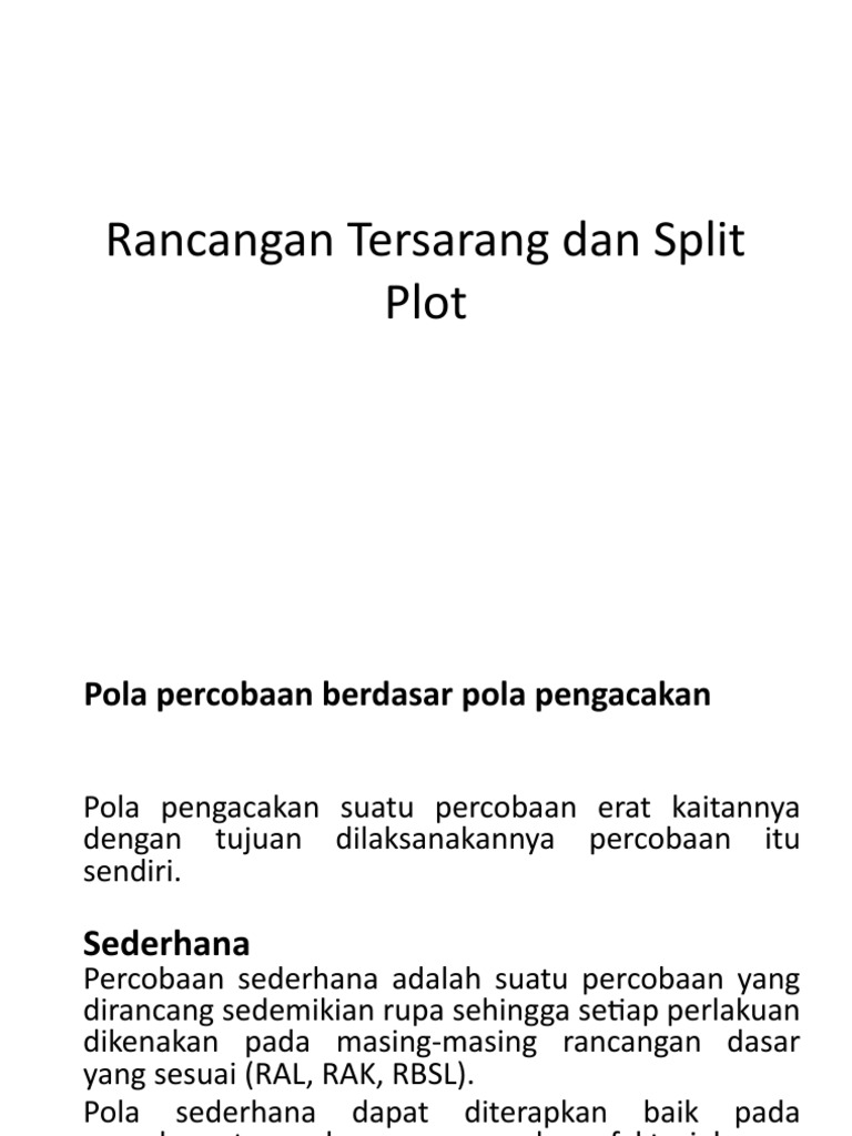 Rancangan Tersarang dan Split Plot | PDF