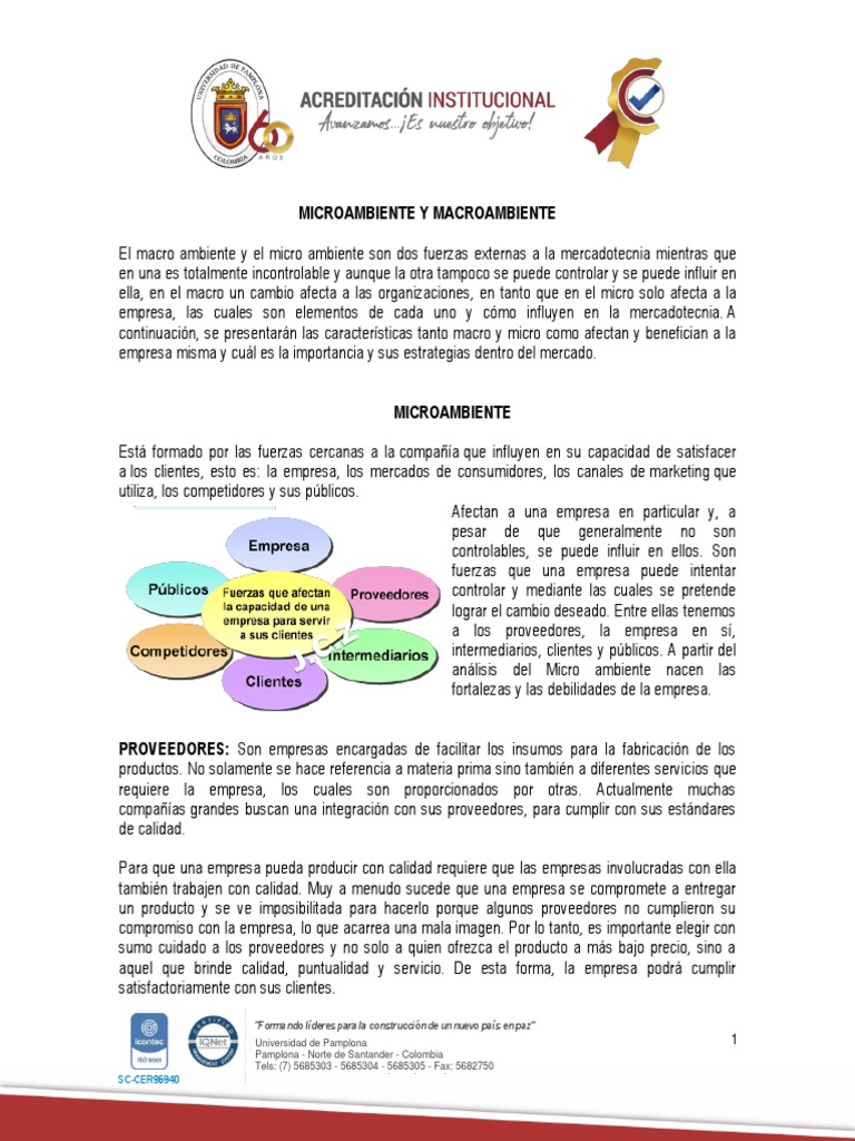 Impacto del Micro y Macroambiente Empresarial | PDF | Marketing ...