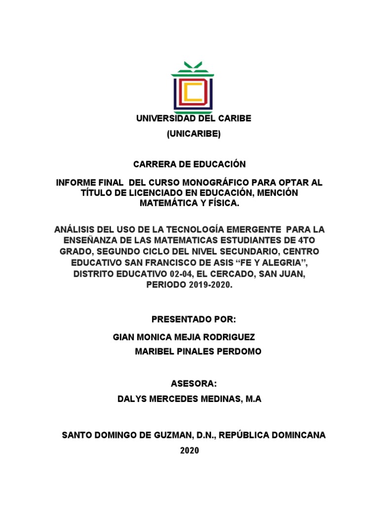 Anteproyecto Tics Emergente en La Enseñanza de Las Matematicas | PDF | Tecnología de información ...