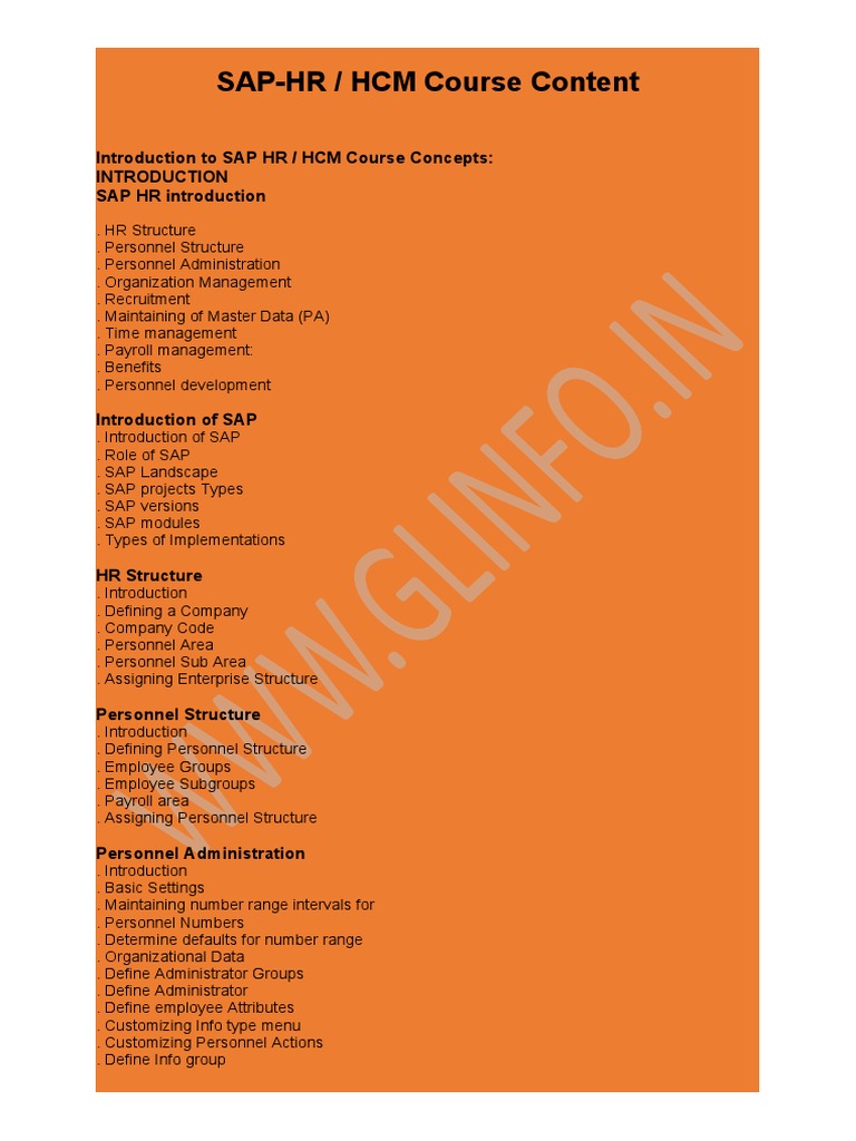 Introduction To SAP HR / HCM Course Concepts: SAP HR Introduction | PDF ...