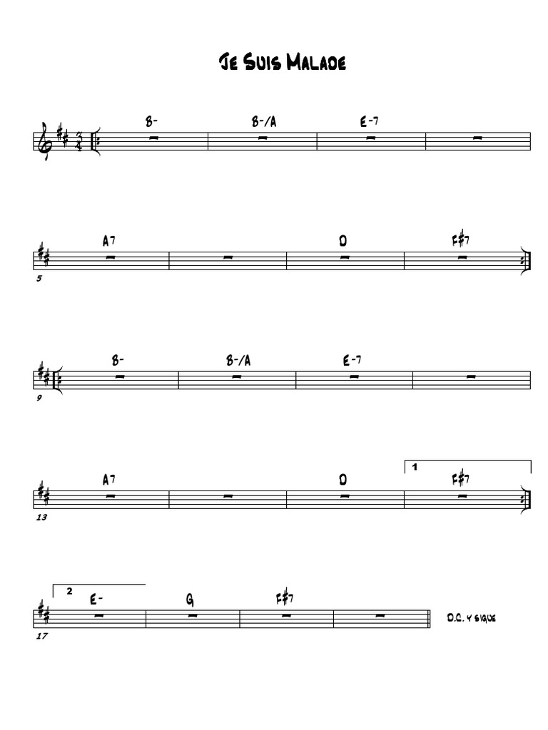 Je Suis Malade - Lead Sheet | PDF
