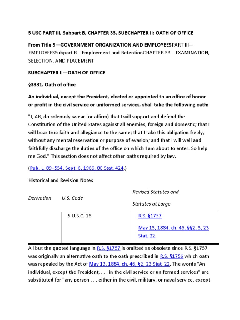 5 Usc Part Iii | PDF | Oath Of Office | United States Code