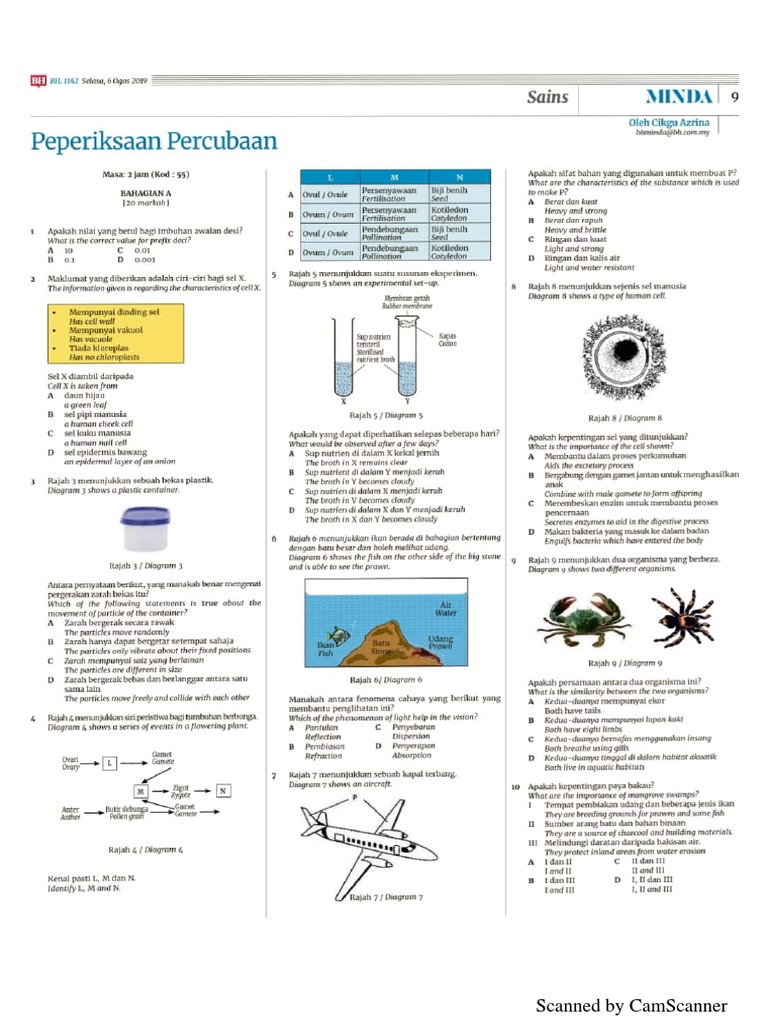 34 PERCUBAAN SAINS PT3 + S JWP (MINDA BH) PDF | PDF
