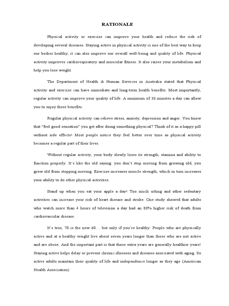Rationale Research Project | PDF | Physical Fitness | Aerobic Exercise