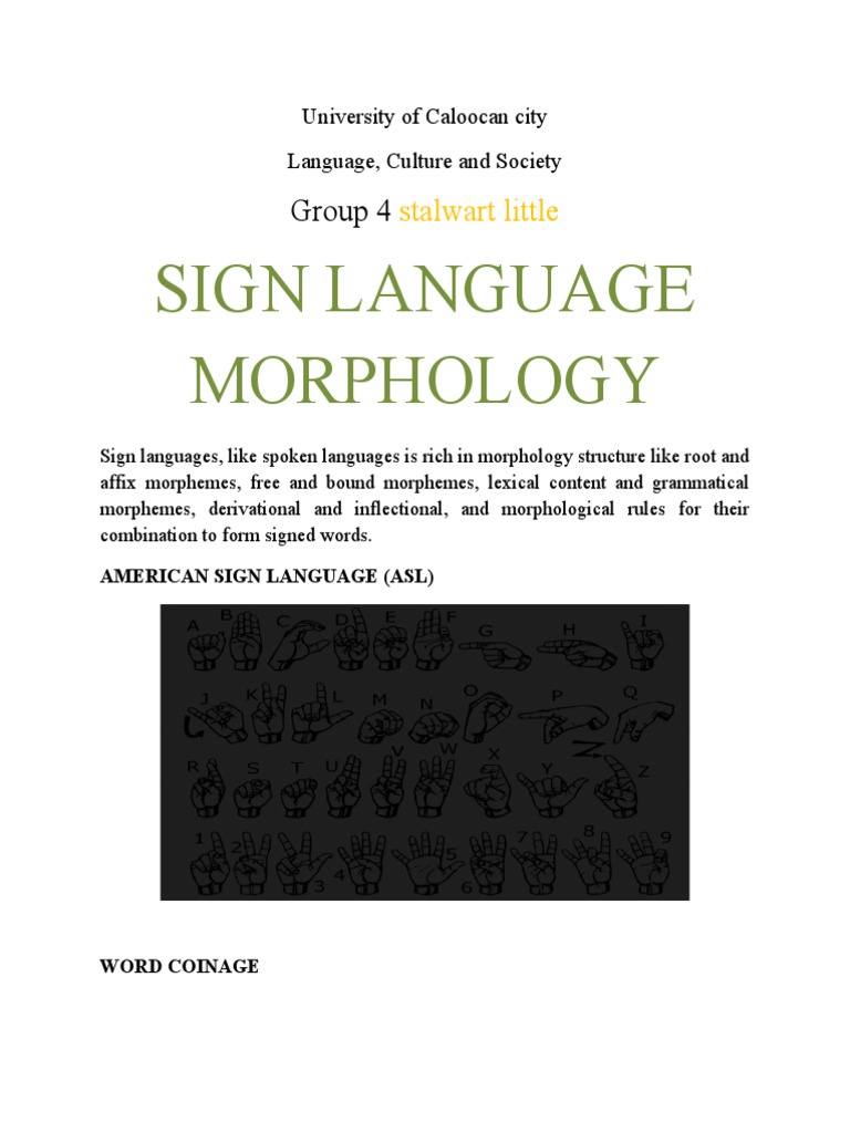 Sign Language Morphology: Group 4 | PDF | Morphology (Linguistics) | Word
