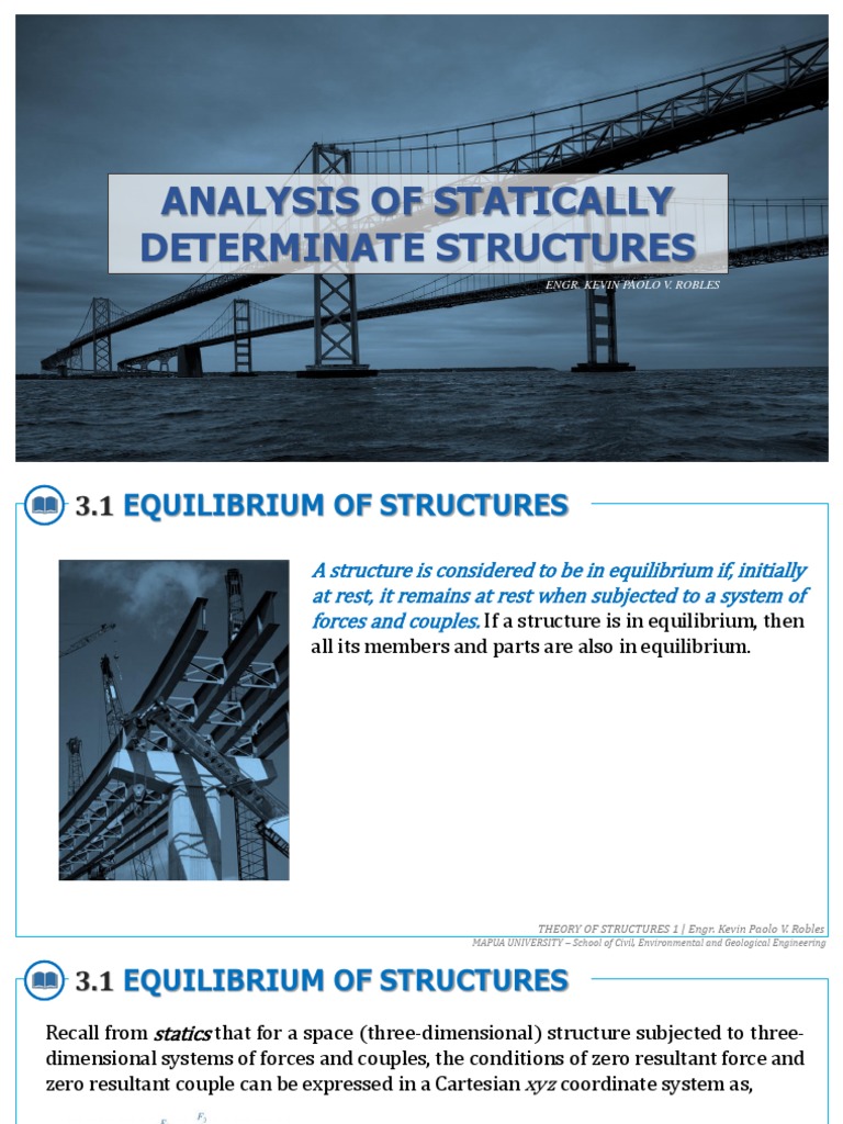 Analysis of Statically Determinate Structures: Engr. Kevin Paolo V ...
