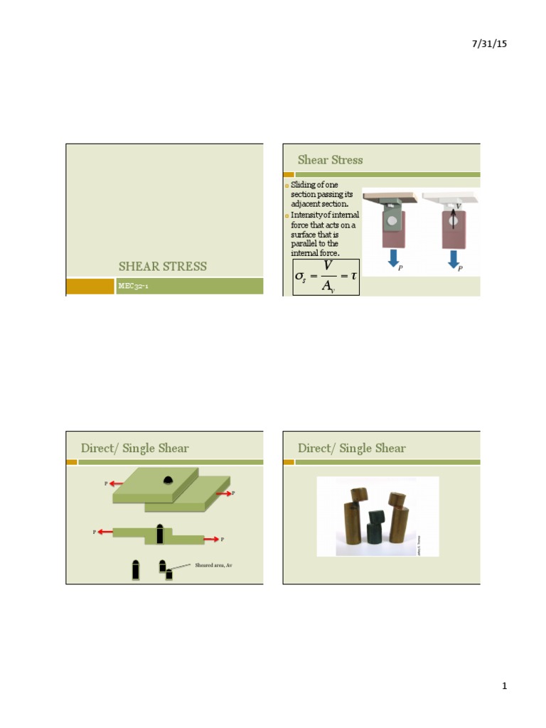 Shear Stress and Bearing Stress Examples | PDF | Stress (Mechanics ...