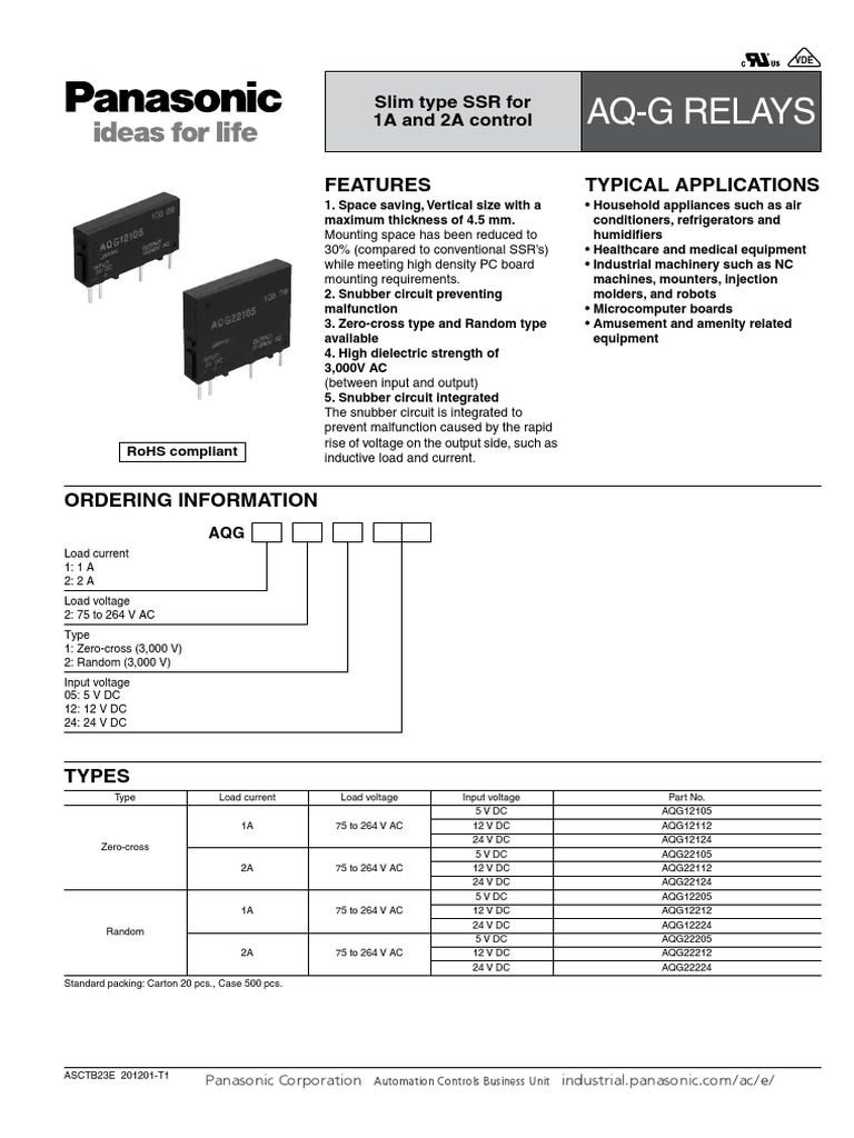Aq-G Relays: Features Typical Applications | PDF | Alternating Current ...