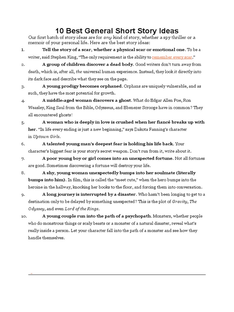 10 Best General Short Story Ideas | PDF