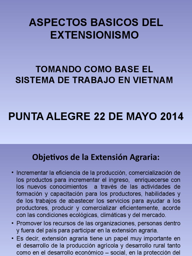 Extensión Agraria en Vietnam: Principios y Métodos | PDF | Agricultura ...