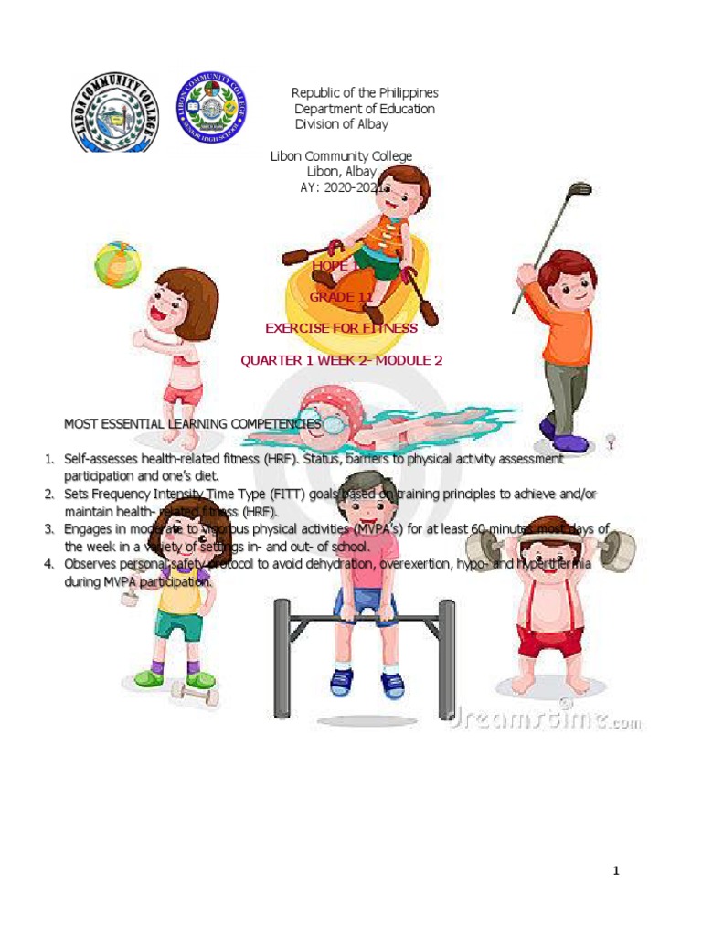Hope 1 Grade 11 Exercise For Fitness Quarter 1 Week 2-Module 2 | PDF ...