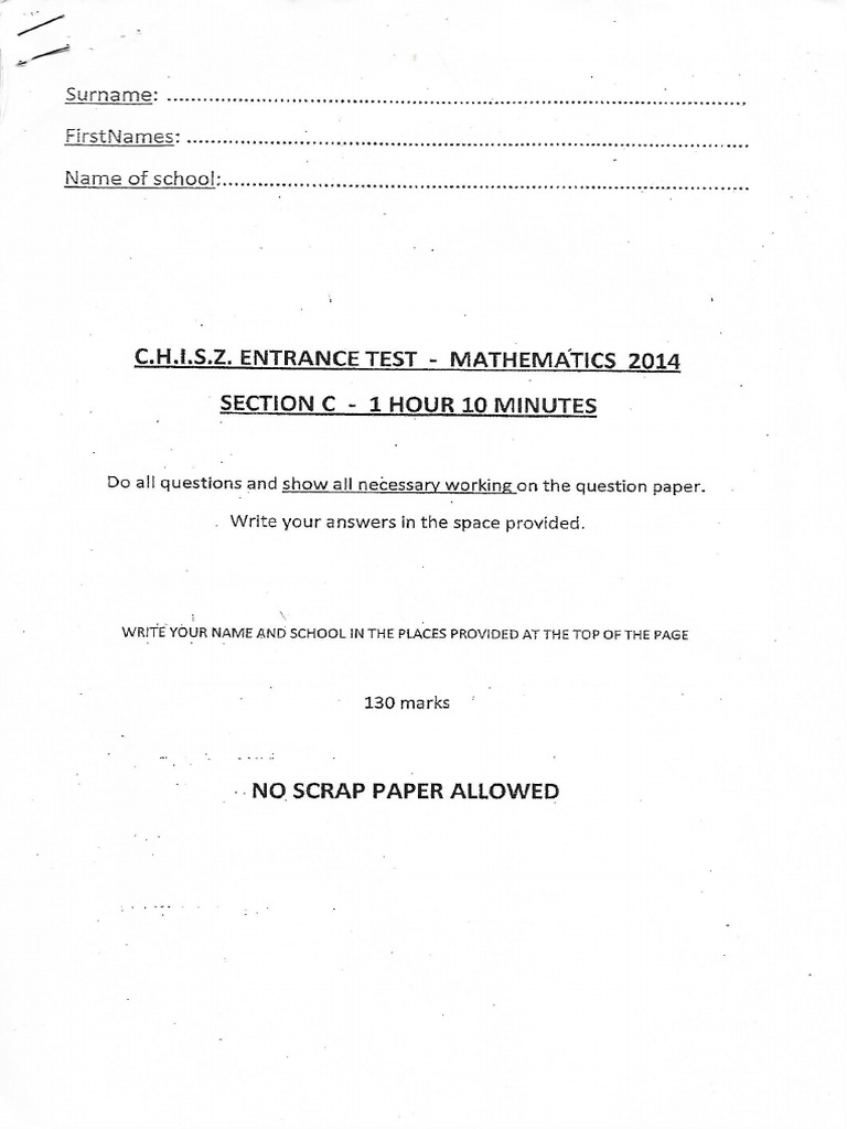 CHISZ 2014 Maths C | PDF