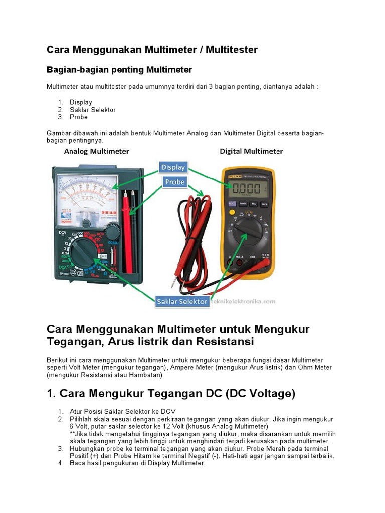 Cara Menggunakan Multimeter Dan Mengecek Komponen-1 | PDF