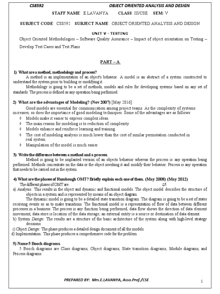 Unit 5 Ooad 2020 | PDF | Software Testing | Use Case Unit 5 Ooad 2020 | PDF | Software Testing | Use Case