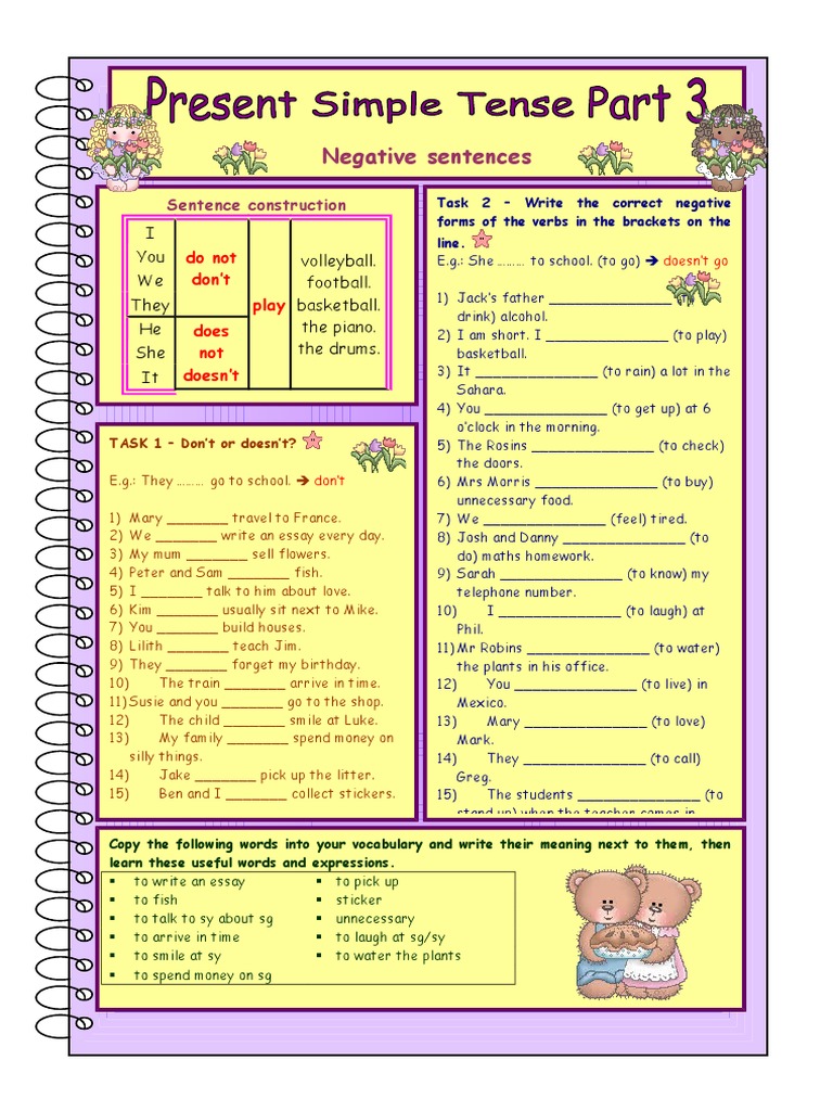 English Negative Sentences Practice | PDF | Foreign Language Studies