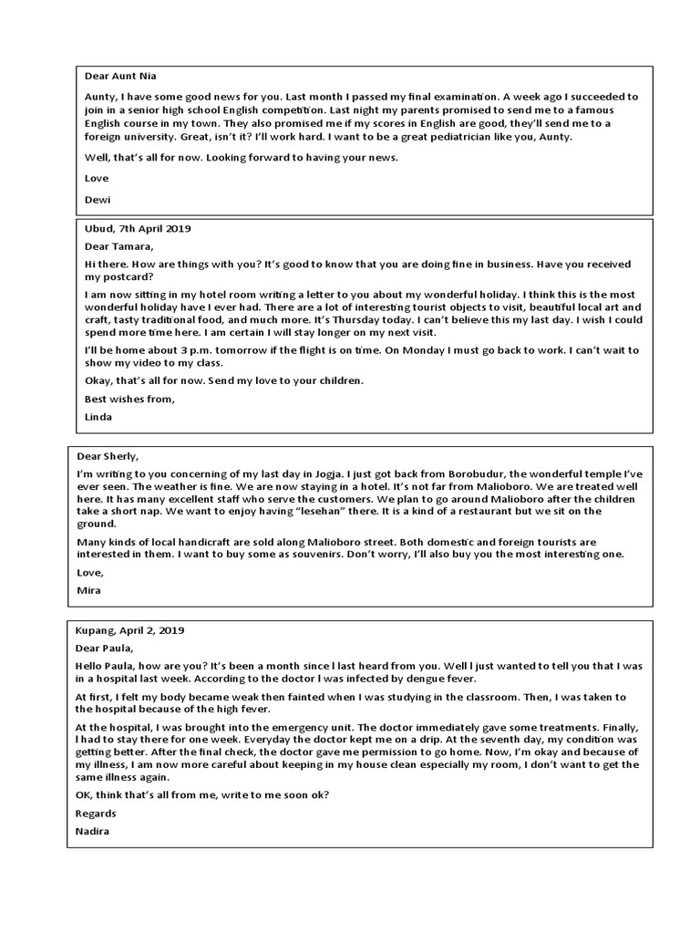 Personal Letter Questions 2 | PDF