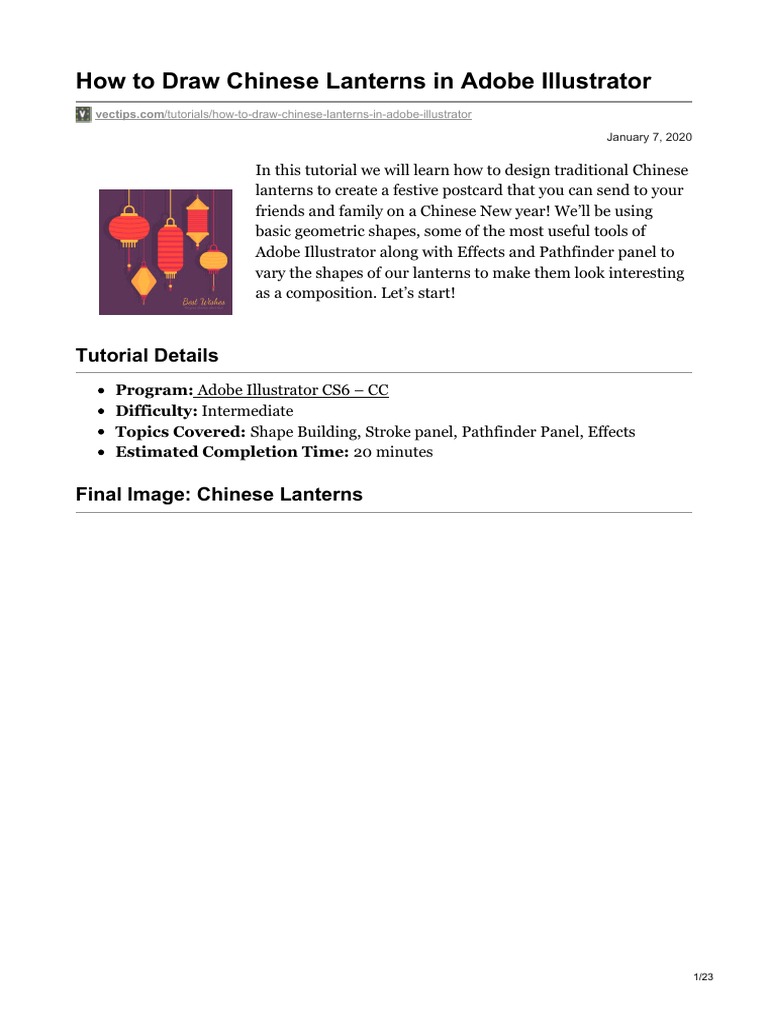 How To Draw Chinese Lanterns in Adobe Illustrator | PDF | Adobe ...