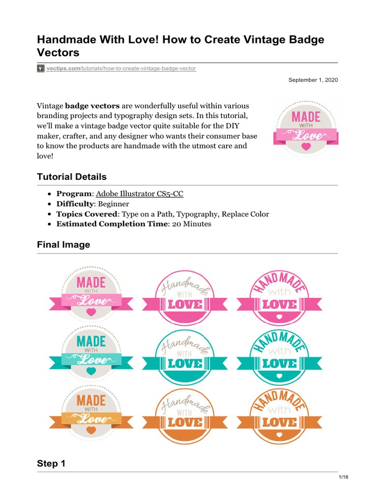 Handmade With Love How To Create Vintage Badge Vectors | PDF ...