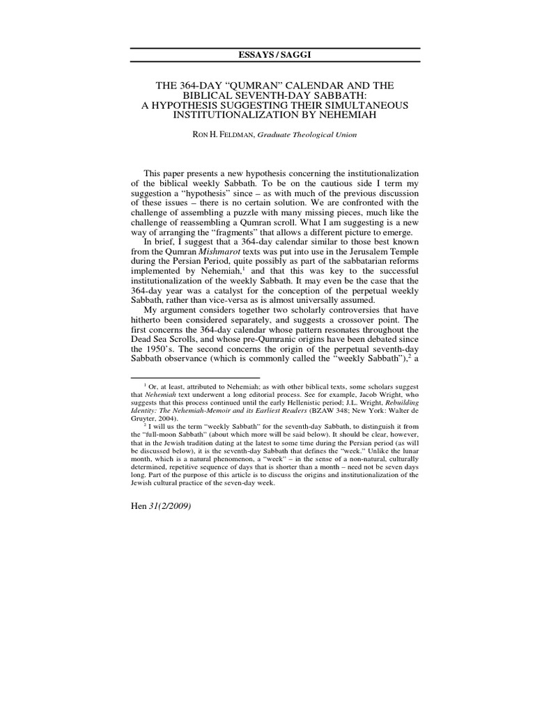 364-Day Calendar and Sabbath - Henoch | PDF | Dead Sea Scrolls | Book ...