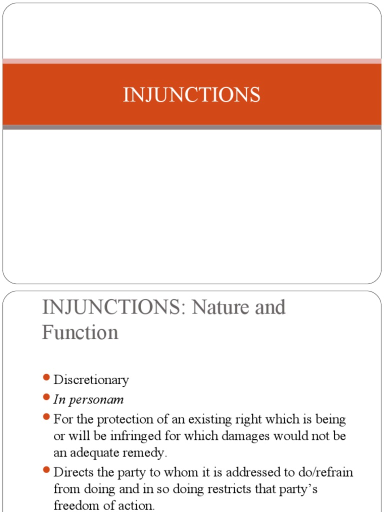 INJUNCTIONS | PDF | Injunction | Damages