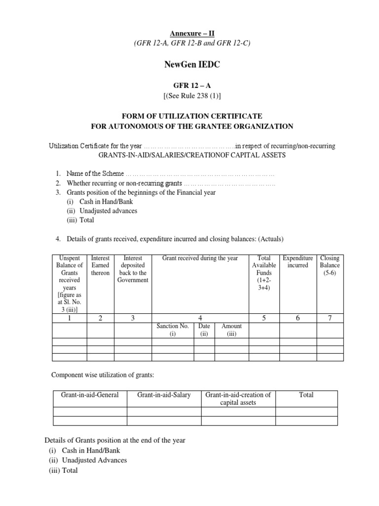 Utilization Certificate Guidelines | PDF | Internal Control | Audit