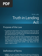 NOTES ON TILA - Truth in Lending Act (RA 3765) | PDF