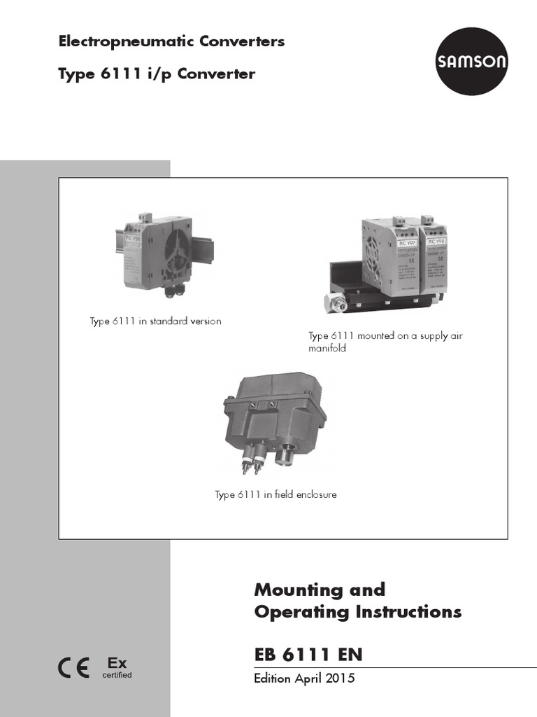 Electropneumatic Converters Type 6111 I/p Converter: Mounting and ...