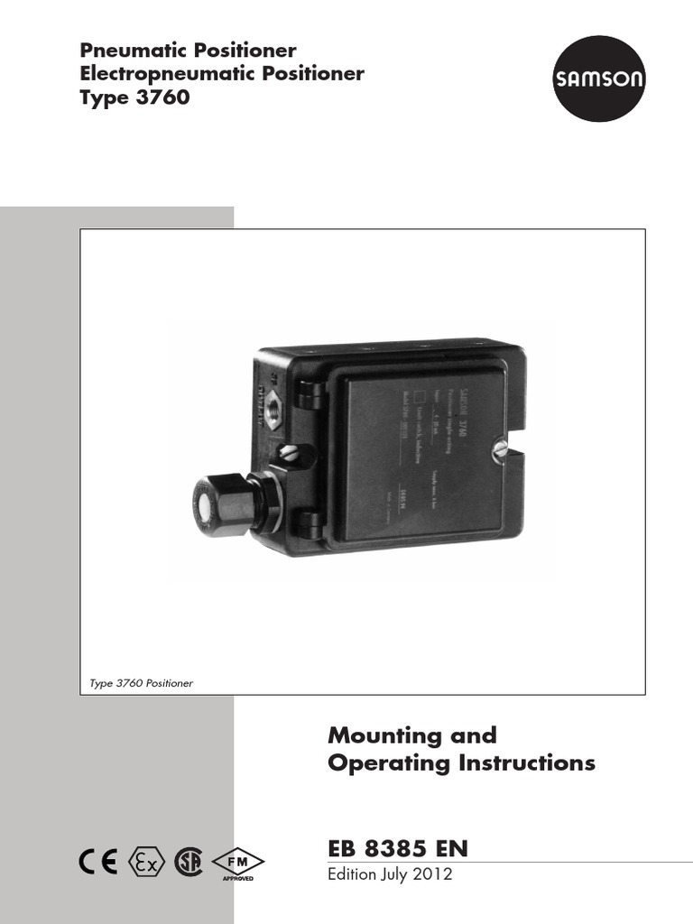 Pneumatic Positioner Electropneumatic Positioner Type 3760: Mounting ...